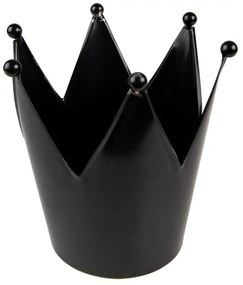 Černý antik kovový svícen ve tvaru koruny – 13x14 cm