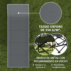 Skládací campingová postel Outsunny - přenosná lehátka s opěrkou hlavy, vyjímatelným matracem a taškou na přenášení, nosnost 150 kg, pro pláž a turis…