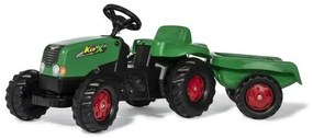 RollyToys Šlapací traktor Rolly Kid s vlečkou, zeleno-červená