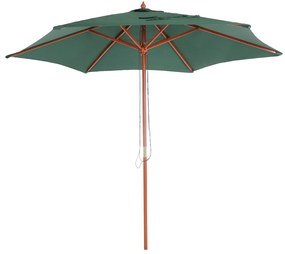 Slunečník Florida Ø 3m - polyester/dřevo - olivově zelená