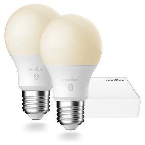 Nordlux Starter Pack - 2 x E27 A60 7W + Smart Light Bridge (bílá) Chytré žárovky sklo, plast 2070062701