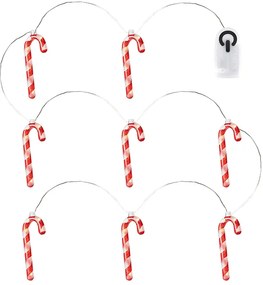 Sirius, Světelná vánoční girlanda na stromeček Candy Cane, 8ks | vánoční hůlka