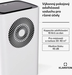 Klarstein CircleDry Smart 16 L odvlhčovač, 16 l/den, 290 W, 30-40 m², WiFi, časovač, filtr