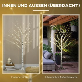 HOMCOM Umělá bříza 150 cm s LED diodami, vánoční dekorace umělá bříza na párty, narozeniny a svatbu | Aosom.de