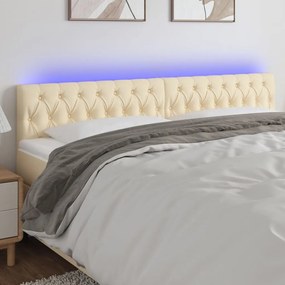 Čelo postele s LED krémové 180 x 7 x 78/88 cm textil