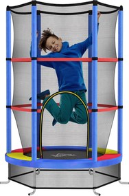 HOMCOM Dětský Trampolín, Ø140 cm Trampolín pro Děti s Ochrannou Síťí, Zahradní Trampolín pro Děti ve Věku 3-6 Let, Vnitřní, Vícebarevný | Aosom