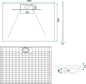 Rea, Sprchová vanička REA Bazalt long 80x100 - bílý, REA-K3902