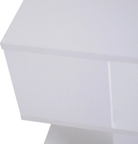 HOMCOM Konferenční stolek s nočním stolkem a 2-patrovou policí pro obývací pokoj, ložnici, knihovnu 40x40x43 cm Bílý