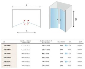 Mereo, Náhradní sprchové dveře lítací, pravé, pro CK80513K, CK80513KP