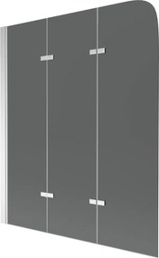 Sprchová zástěna na vanu MEXEN FELIX tříkřídlá, šedé sklo, 120x140 cm
