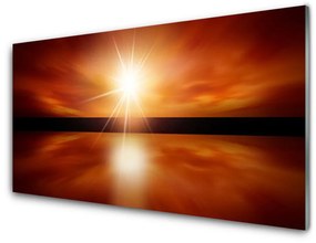 Obraz na skle Slunce Nebe Voda Krajina 140x70 cm