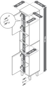 Tchibo - Vysoká koupelnová skříňka s otevřeným prostorem a 2 dvířky - barva: bílá