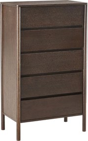 Vysoká komoda Blair s 5 zásuvkami (CD02) kouřový dub 70x118 cm