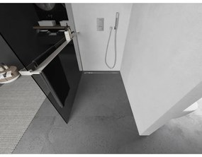 Mexen Kioto+, sprchová zástěna Walk-In s poličkou a věšákem 80 x 200 cm, 8mm šedé sklo, broušená ocel profil, 800-080-121-97-40