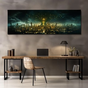 Obraz na plátně - Stromový kód - Město stínů FeelHappy.cz Velikost obrazu: 240 x 80 cm