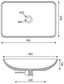 Sapho, INFRANE betonové umyvadlo včetně výpusti, 57x37 cm, černý granit, AR464