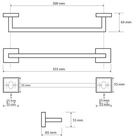 SAPHO XQ401 X-Square držák ručníků 35 cm, stříbrná