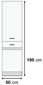 BRW Potravinová kuchyňská skříň Junona Line D2D/50/195-P, wenge/dub sonoma