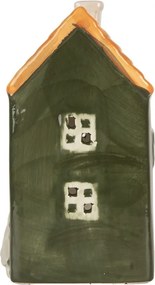 Zelený keramický domek na čajovou svíčku Lamont - 9*8*15 cm
