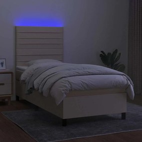 Box spring postel s matrací a LED krémová 90x190 cm textil 3134922