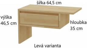 MRAVA, s.r.o. Noční stolek SAVINA ROZMĚR: (š/v/h) 64,5 x 46,5 x 35 cm - levá