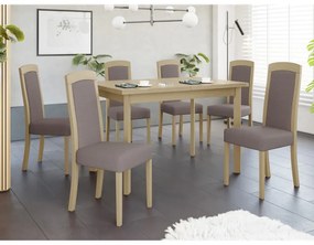 Rozkládací stůl se 6 židlemi - AL26, Barva dřeva: sonoma-L, Potah: Hygge D20