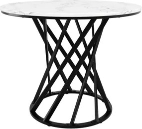 Aosom Kulatý jídelní stůl, kuchyňský stůl s MDF deskou a kovovými nohami, 80 x 76 cm, bílá+černá