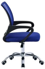 Autronic Kancelářská židle potah modrá látka MESH a síťovina MESH, výškově nastavitelná, kovový chromovaný kříž (KA-L103 BLUE)