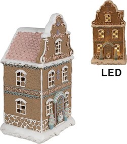 Hnědá svítící perníková chaloupka Gingerbread House - 12*9*20 cm / 3*AAA