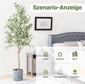 Costway Umělý olivovník s 1296 listy a 72 plody Olivovníky 182 cm, zelený