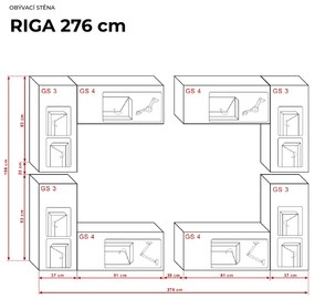 Ral Obývací stěna RIGA 276 cm - Bílý lesk