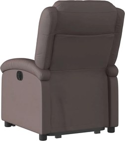 Zvedací polohovací křeslo tmavě hnědé pravá kůže 3204263