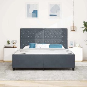 Postel s boxspringem s čelo Tmavě šedá 180 x 200 cm samet 3344892