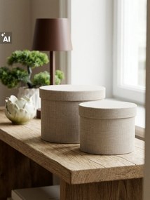Sinsay - Sada kulatých úložných krabic 2 pack - béžová