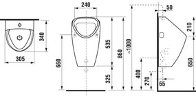 JIKA H8430610000001 - Pisoár GOLEM vnitřní přívod, zadní odpad keramika/bílá