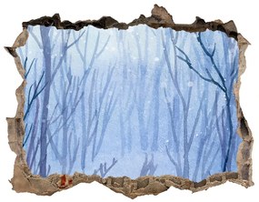 Wallmuralia Díra 3D ve zdi nálepka Cihla les zima 95x64 cm