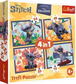 TREFL Puzzle Lilo  Stitch: Prázdniny na Havaji 4v1 / 35+48+54+70 dílků