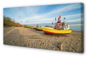 Obrazy na plátně Gdańsk Beach lodě sea 140x70 cm