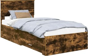 Rám postele s čelo Kouřový dub 90 x 190 cm Kompozitní dřevo 3410953