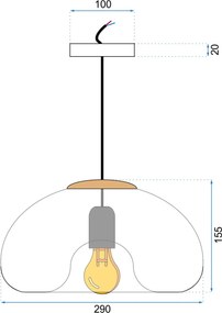 Toolight Toolight, zrcadlové skleněné závěsné stropní svítidlo 1xE27 APP322-1CP, stříbrná, OSW-00419