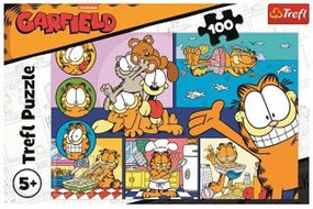 Puzzle Líný Garfield 100 dílků 41x27,5cm v krabici 29x20x4cm