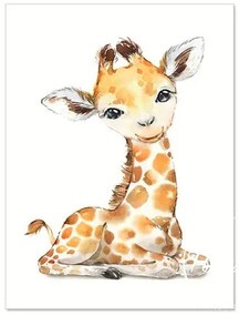 Obraz s motivem malovaná zvířecí mláďata Motiv: TX2033 žirafa, Rozměry (cm): 20x25 cm