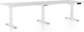 Výškově nastavitelný stůl OfficeTech Long, 240 x 80 cm, bílá podnož, světle šedá