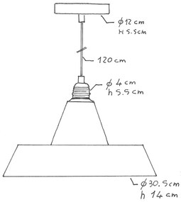 creative cables Závěsná lampa s textilním kabelem, industriálním keramickým stínidlem a kovovými detaily Barva: Černá-měď