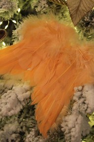 Lososová vánoční ozdoba křídla z peří 16cm