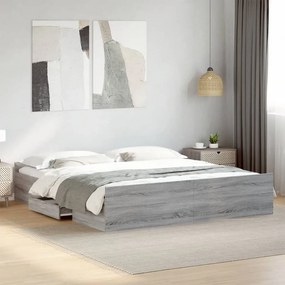 Rám postele se zásuvkami šedý sonoma 200 x 200 cm kompozit 3280270
