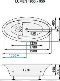 Santech Lumen oválná vana 190 x 95 SALU190