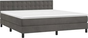 Box spring postel s matrací a LED tmavě šedá 160x200 cm samet 3134652