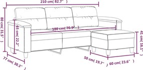 3místná pohovka s podnožkou tmavě šedá 180 cm mikrovlákno 3201233