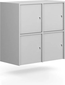 Nástavba pro skříně FRAME, 4x dveře, 872 x 450 x 854 mm, cylindrický zámek, šedá